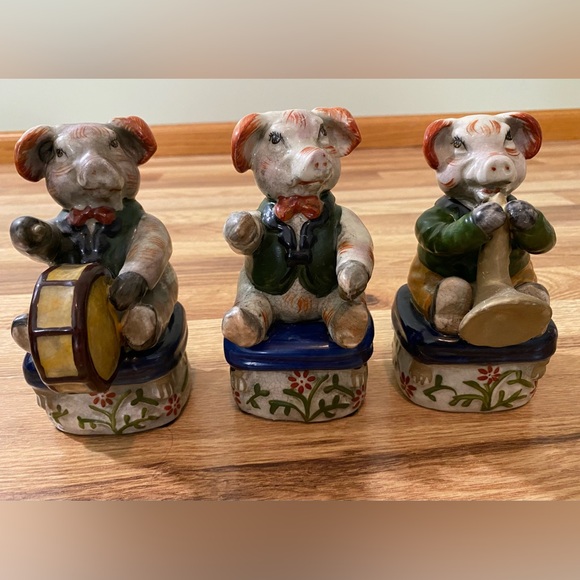Accents | Vintage Ceramic Musical Pig Figurines Set Of 3 | Poshmark